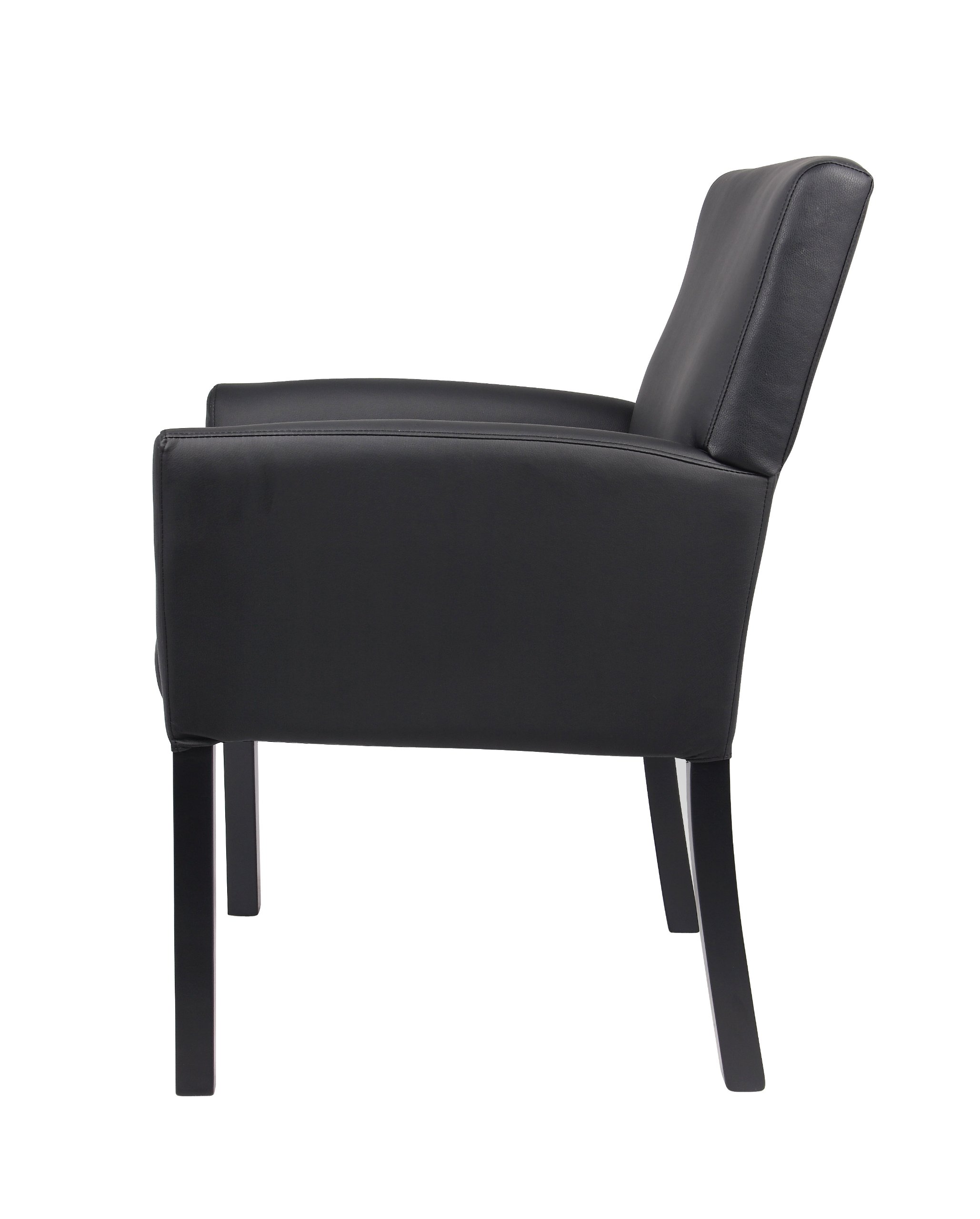 Boss Office Products Executive Box Arm Chair with Mahogany Finish in Black