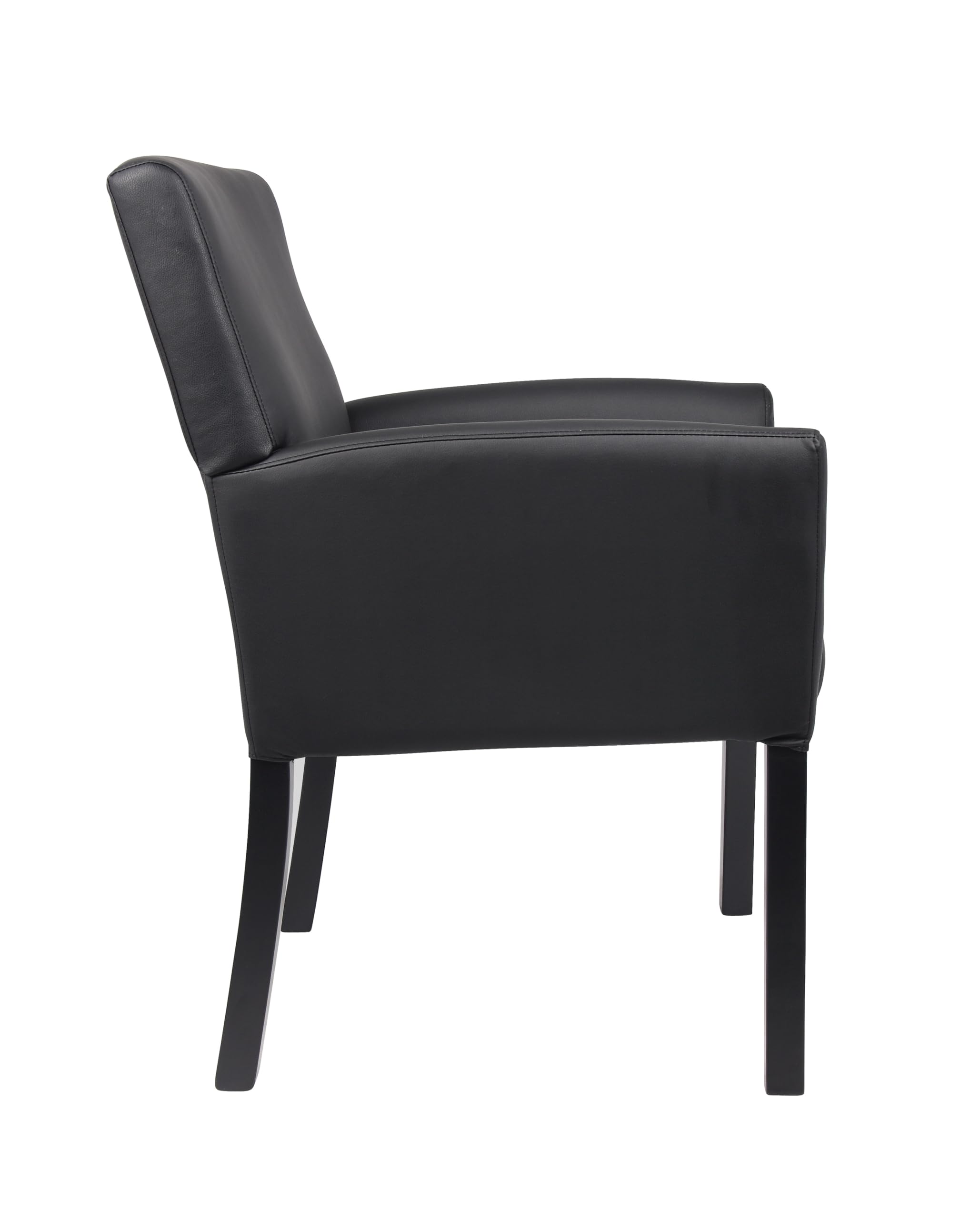 Boss Office Products Executive Box Arm Chair with Mahogany Finish in Black