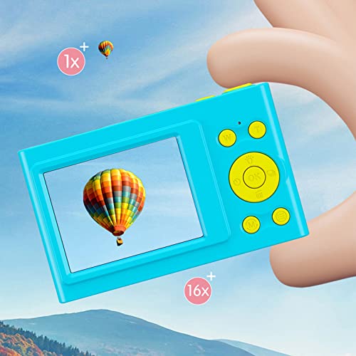 Kids Camera for Boys and Girls Digital Camera with Memory Card 16X Zoom Vlogging Camera 1080P Video Recorder with Multiple Unique Functions Great Birthday Electronic Toys for Children (Blue 32GB)
