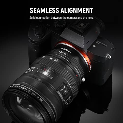 NEEWER Mount Lens Adapter Manual Focus Ring Compatible with Canon EF/EF-S Lens to Sony E Mount Camera A1 A9 A7 A7C A7R A7S A6600 A6400 NEX-7 NEX-6 ZV-E10 FX30, Not Compatible with Canon STM Lenses