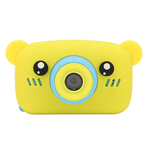 Kids Cartoon Camera, Front and Rear Dual Cameras Kids Camera Eco Friendly Multiple Fun Photo Frames ABS for Outdoor for 3‑10 Years Old Kids (Yellow)