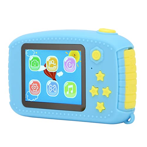 Kids Cartoon Camera, Front and Rear Dual Cameras Kids Camera Eco Friendly Multiple Fun Photo Frames ABS for Outdoor for 3β10 Years Old Kids (Yellow)