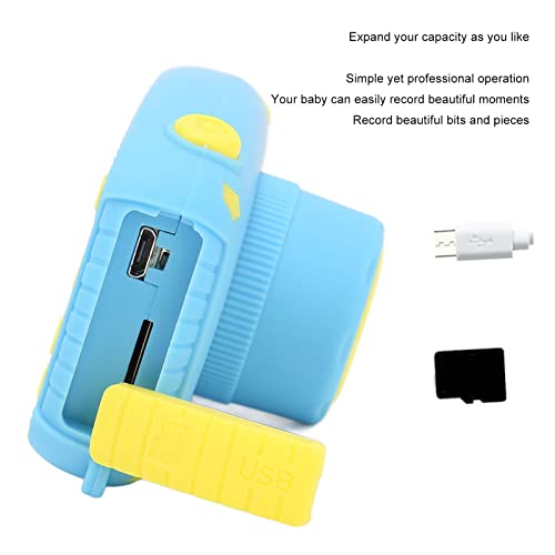 Kids Cartoon Camera, Front and Rear Dual Cameras Kids Camera Eco Friendly Multiple Fun Photo Frames ABS for Outdoor for 3β10 Years Old Kids (Yellow)