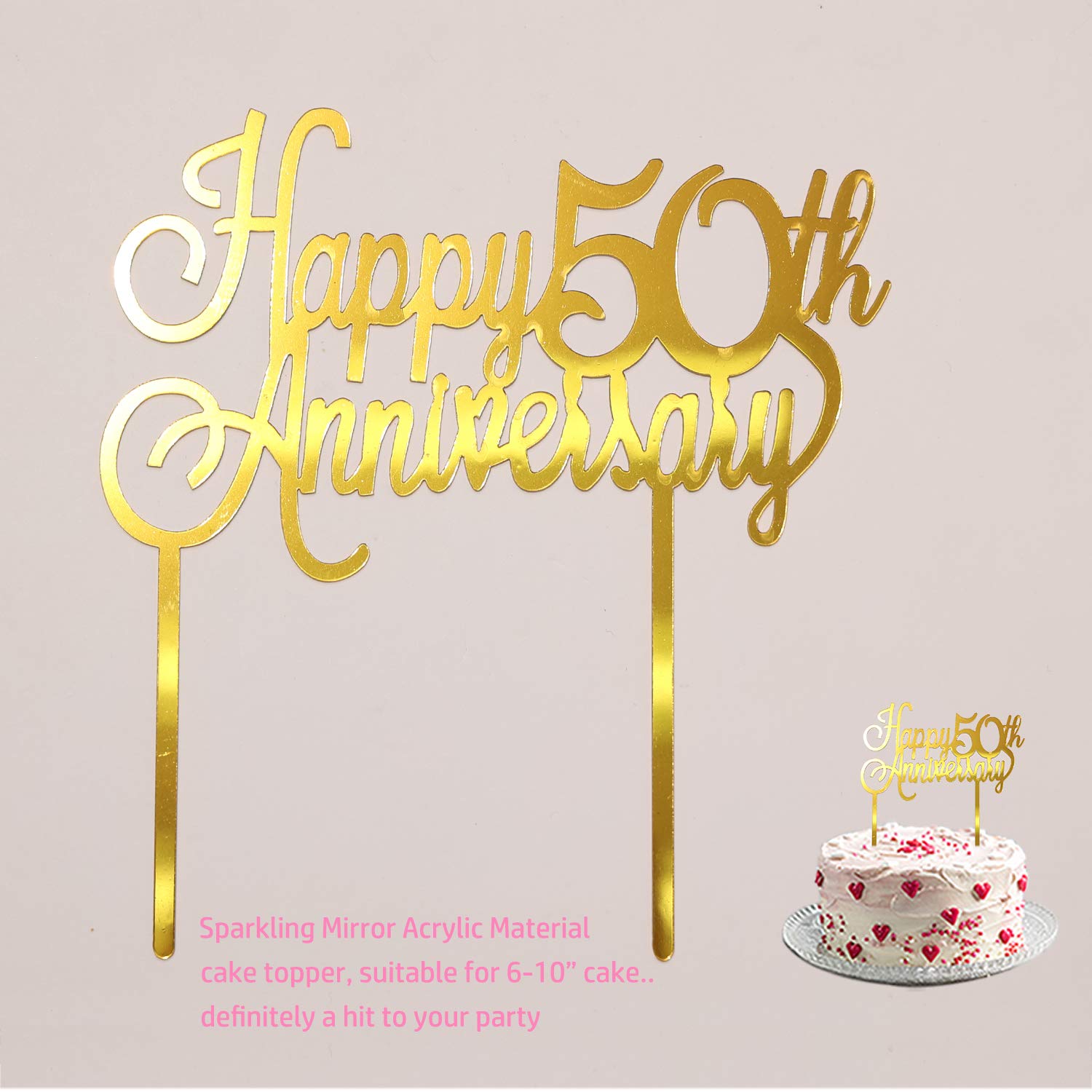 50th Anniversary Decorations, Happy 50th Wedding Anniversary Decorations with Banner, Cake Topper, Huge Number Letter, Star Hanging, Paper pom poms, Balloons for Happy 50th Anniversary Decorations