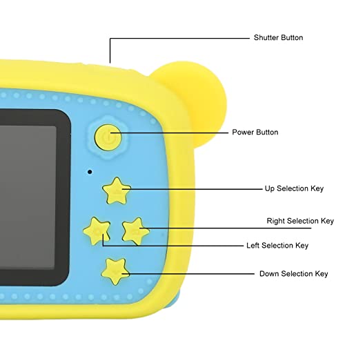 Kids Cartoon Camera, Front and Rear Dual Cameras Kids Camera Eco Friendly Multiple Fun Photo Frames ABS for Outdoor for 3β10 Years Old Kids (Yellow)