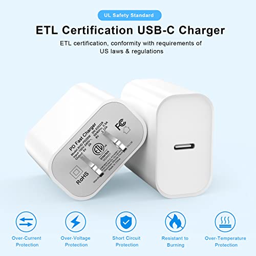 3 Pack iPhone 14 13 12 11 Fast Charger, [Apple MFi Certified] 20W iPhone USB C Charger Block with 6FT USB C to Lightning Cable for iPhone 14/14 Pro/14 Pro Max/14 Plus/13 12 11 Pro Max/XS/XR/X/8, iPad