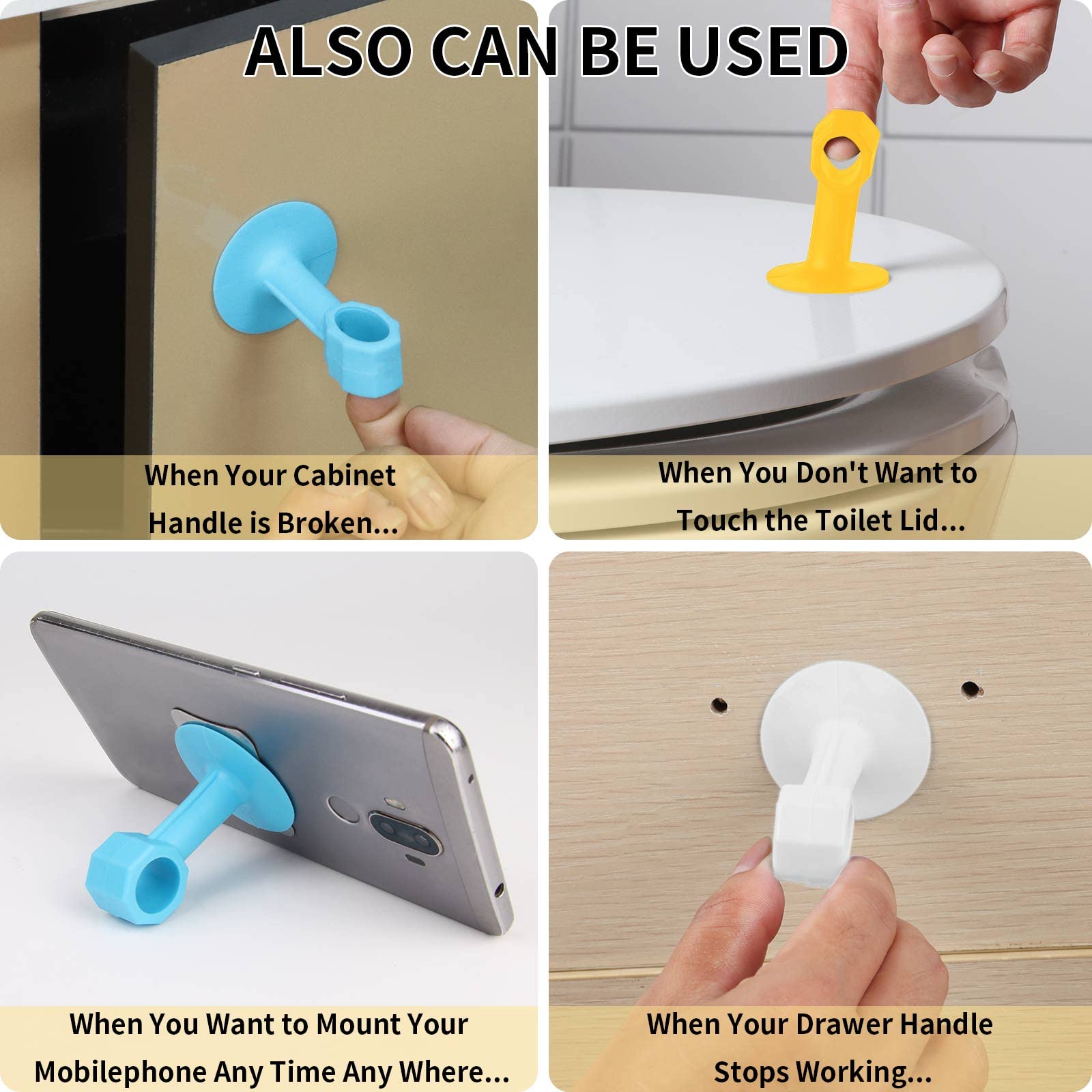 3PCS Premium MILEQEE Door Handle Stopper for Door Wall Protector, Door Knob Silencers, Silicone Noise Stoppers for Slamming Doors, Soft Sound Dampening Doorstop Bumpers, Quiet Catch Suction Cup White