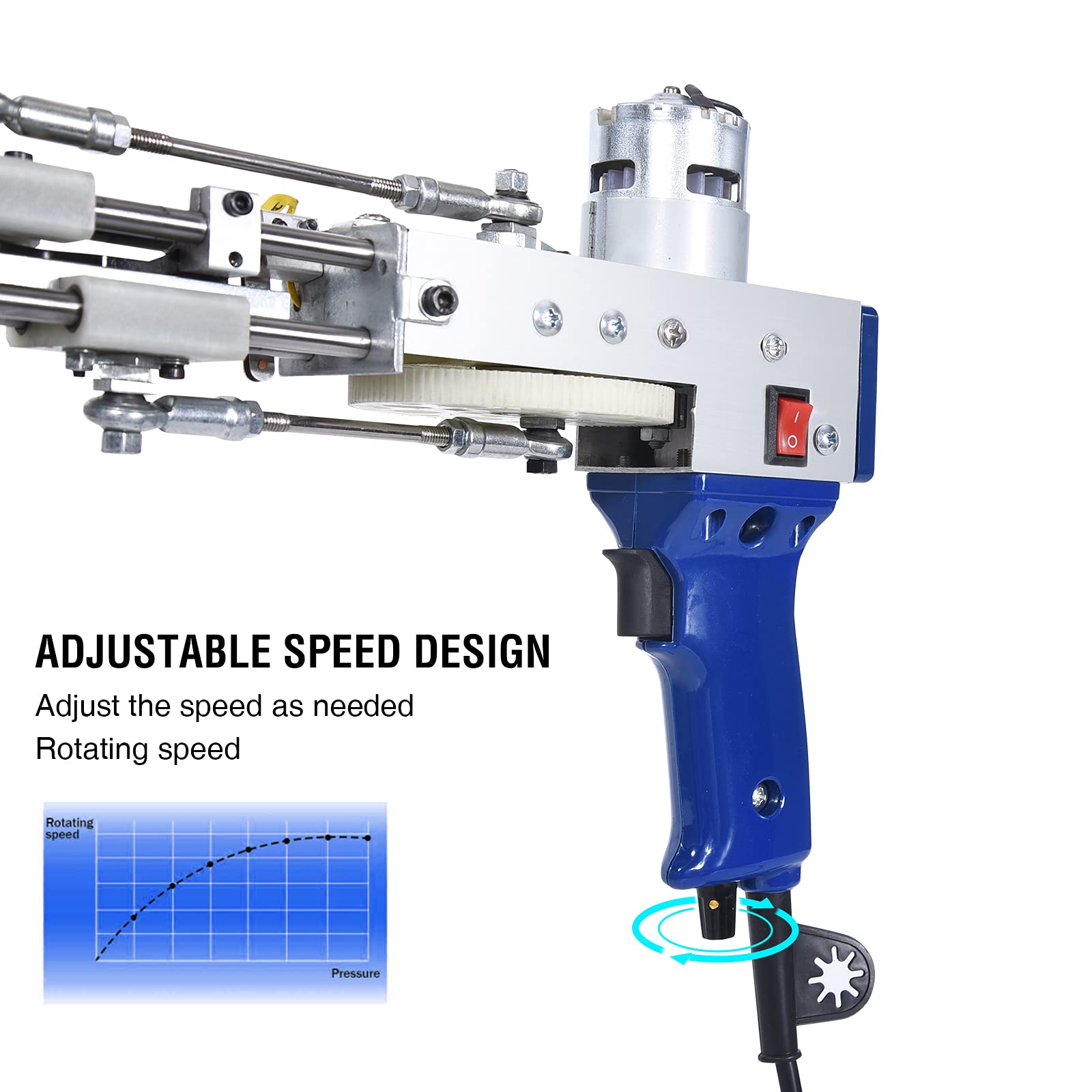 Cut Pile Rug Tufting Gun, Electric Carpet Weaving Flocking Machine Handheld Knitting Rug Gun Machine Starter Kit 100V-240V 7-19mm