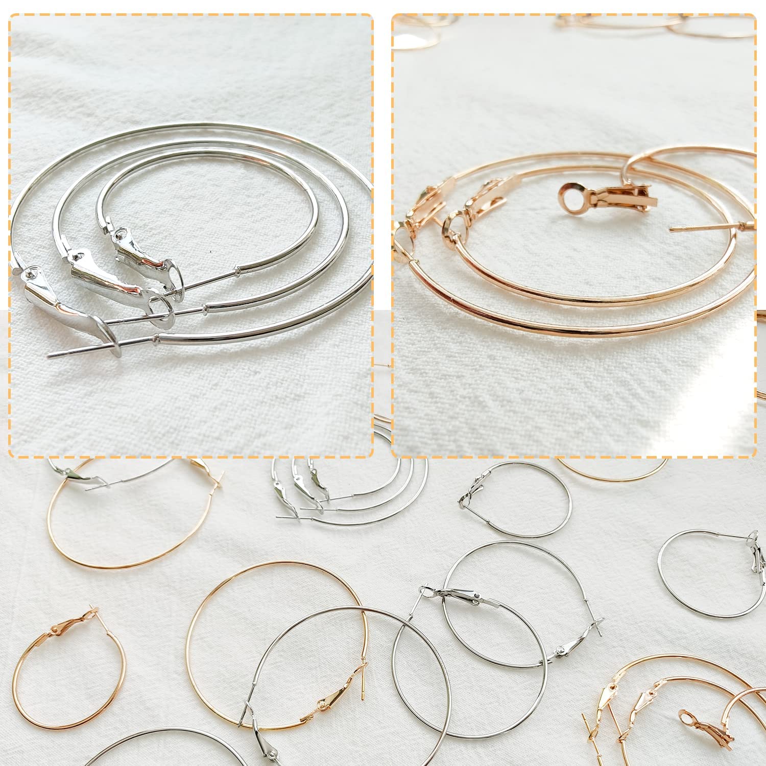 60pcs Beading Hoop Earrings Finding,FUNCYboo Round Earring Hoop Open Earring Beading Hoop for Jewelry Making DIY Crafts 30mm 40mm 50mm