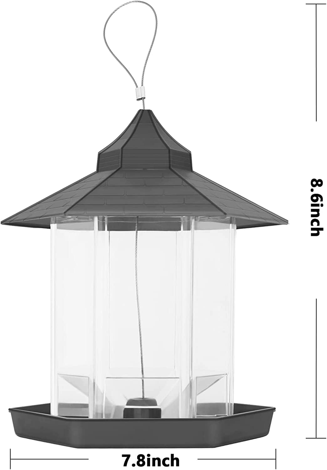 Wild Bird Feeders for Outdoors Hanging with High Capacity, Easy to Clean and Fill, Durable Construction, Perfect for Backyard Gardens and Patio Décor,Gray