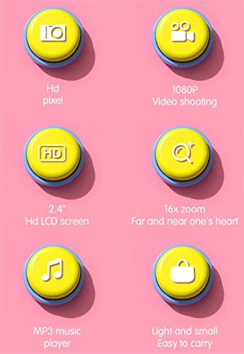 Kids Camera Vlogging Camera Video Digital DV Camera MP3 for Boys Girls Mini Gift 16x Zoom Photography (No Card,Blue)