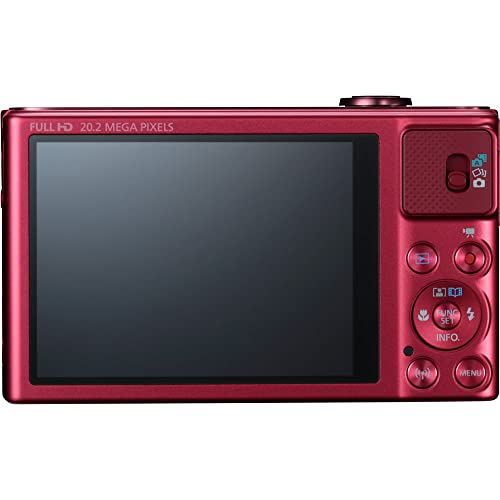 Canon PowerShot SX620 HS Digital Camera (Red) (1073C001), 2 x 64GB Card, 3 x NB13L Battery, Corel Photo Software, Charger, Card Reader, LED Light, Soft Bag + More (Renewed)