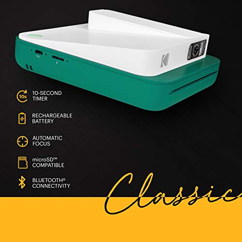 KODAK Smile Classic Digital Instant Camera for 3.5 x 4.25 Zink Photo Paper - Bluetooth, 16MP Pictures (Green)