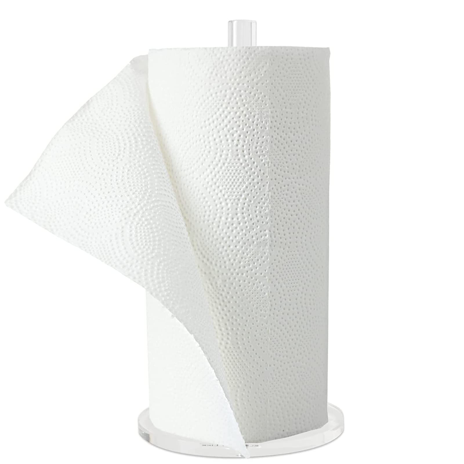 Worhe Clear Acrylic Paper Towel Holder Countertop 5.9" Diameter Thickening Sturdy Base, for Kitchen Bathroom Vanity Countertop , Paper Towel Dispenser for Tear Paper Towel Roll 1 Pack(YGC001)