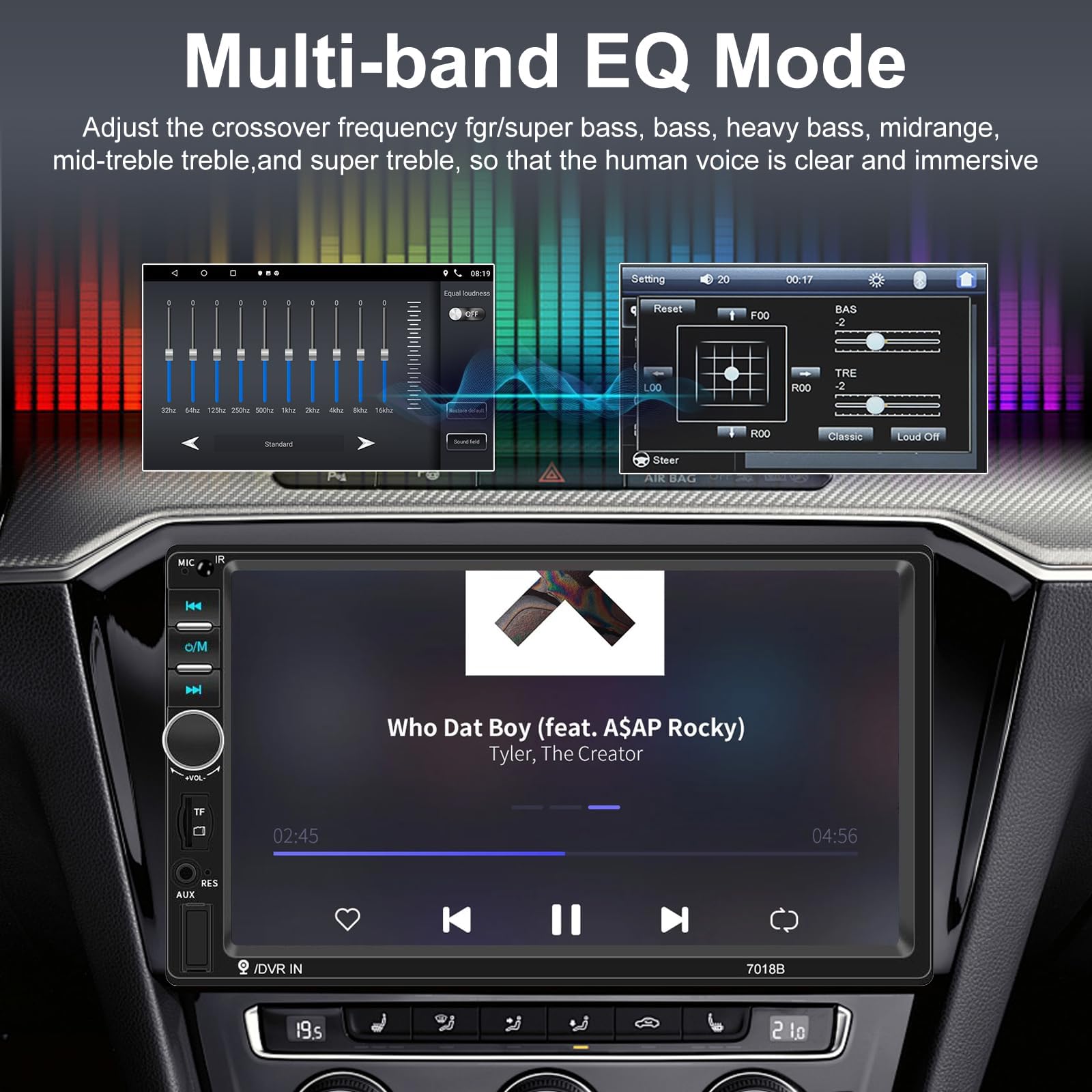 Nhopeew Double Din Car Stereo with Bluetooth and Backup Camera 7 Inch Touch Screen Car Radio Support AUX/USB/TF Card/Mirror Link/Steering Wheel Control