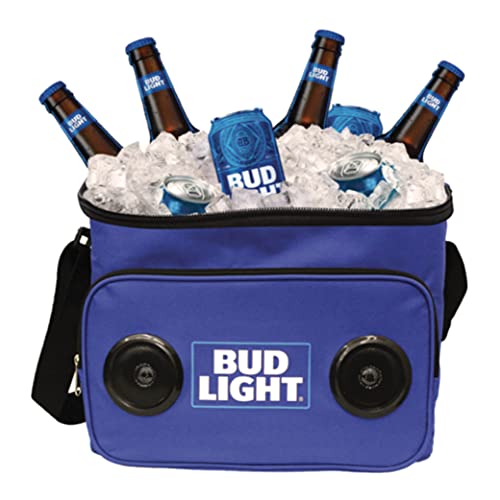 Bud Light Soft Cooler Bluetooth Speaker Portable Travel Cooler with Built in Speakers BudLight Wireless Speaker Cool Ice Pack Cold Beer Stereo for Apple iPhone, Samsung Galaxy