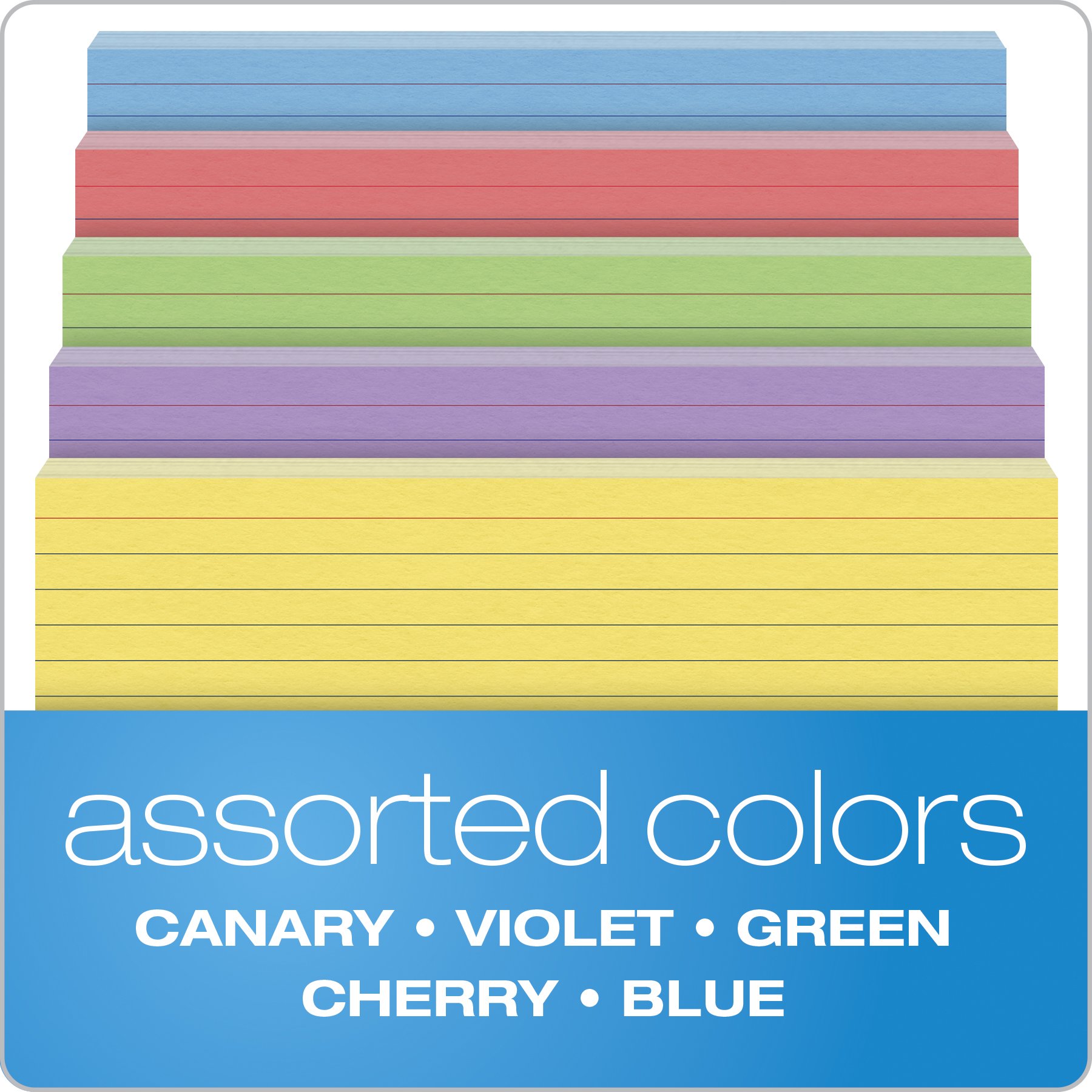 Oxford 5 x 8 Inches Ruled Assorted Index Cards, 100 Per Pack (35810)