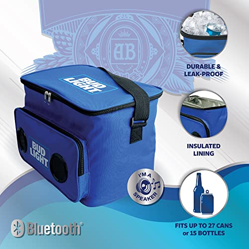 Bud Light Soft Cooler Bluetooth Speaker Portable Travel Cooler with Built in Speakers BudLight Wireless Speaker Cool Ice Pack Cold Beer Stereo for Apple iPhone, Samsung Galaxy