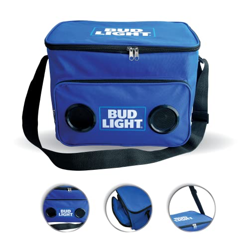 Bud Light Soft Cooler Bluetooth Speaker Portable Travel Cooler with Built in Speakers BudLight Wireless Speaker Cool Ice Pack Cold Beer Stereo for Apple iPhone, Samsung Galaxy