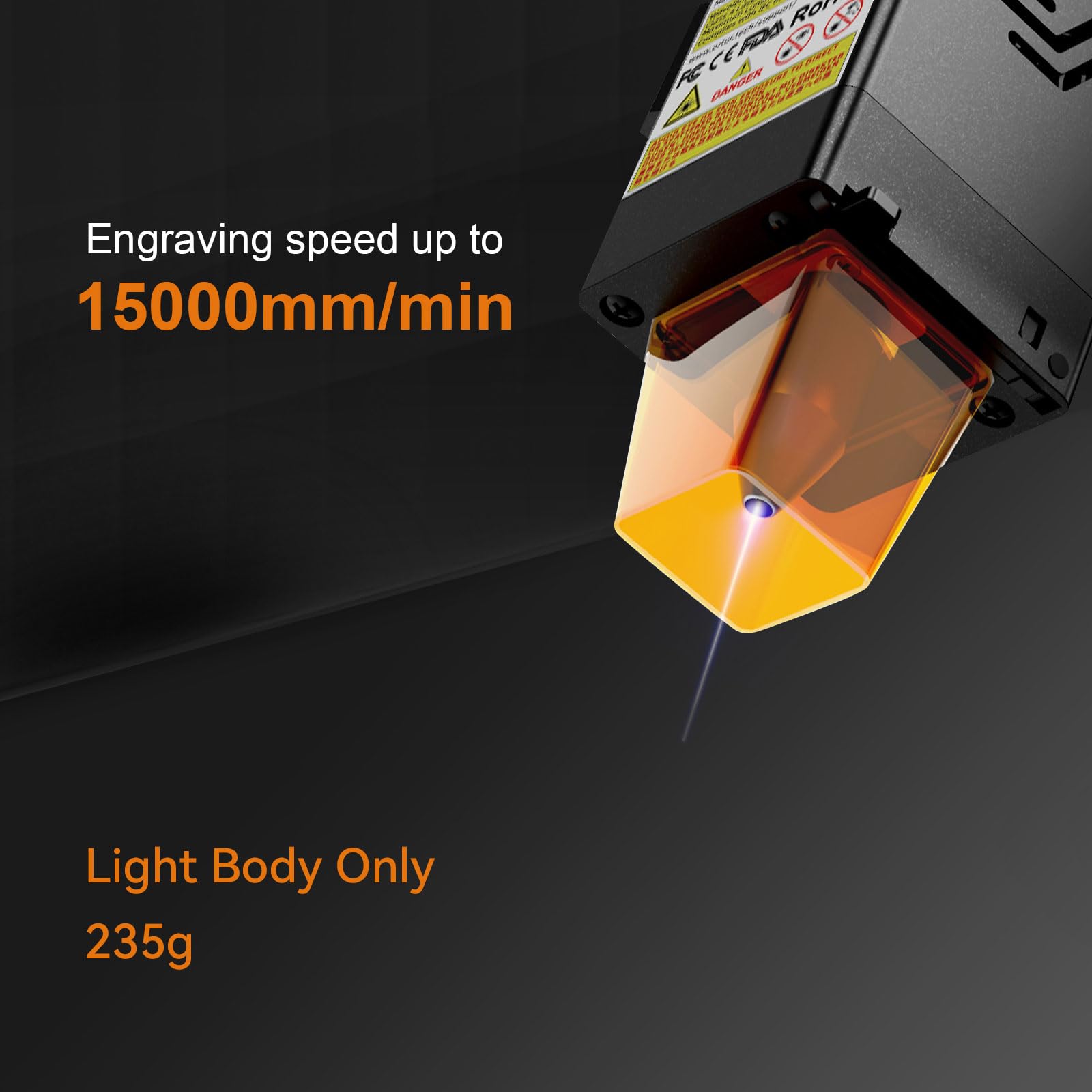 ORTUR True 10W Optical Power Laser Module, LU2-10A 24V Laser Head with Assist Nozzle for Laser Engravers, Ultra-Thin Compressed Spot, Dual-Compression Diode, Compatible with All Ortur Laser Machines