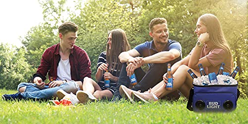 Bud Light Soft Cooler Bluetooth Speaker Portable Travel Cooler with Built in Speakers BudLight Wireless Speaker Cool Ice Pack Cold Beer Stereo for Apple iPhone, Samsung Galaxy