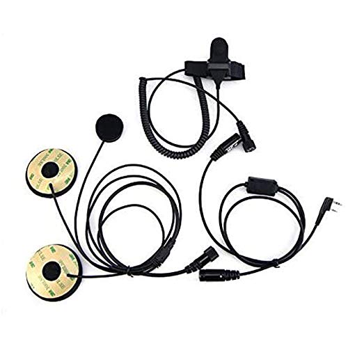 BAOFENG Helmet Kit 2 PIN Full Face Motorcycle Headset Earpiece Mic Ken Wood/WOU Xun/Pu Xing/Lin ton Two Way Radio Walkie Talkie, Black