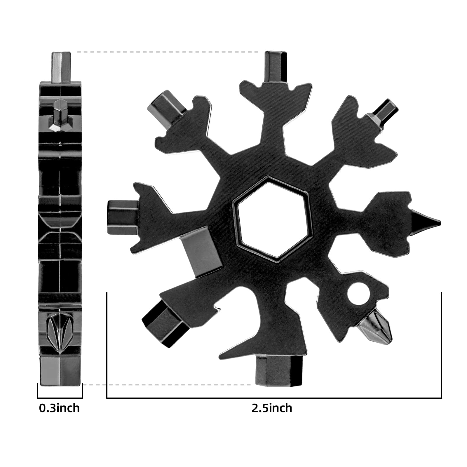 Snowflake Multitool 2PCS 18-in-1 Stainless Steel Snowflake Multi Tool Keychain Tool Gadgets for Outdoor Travel Camping Daily Mens Gifts