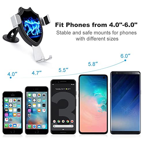 Blue Fire Flaming Horse Car Phone Holder Long Arm Suction Cup Phone Stand Universal Car Mount for Smartphones