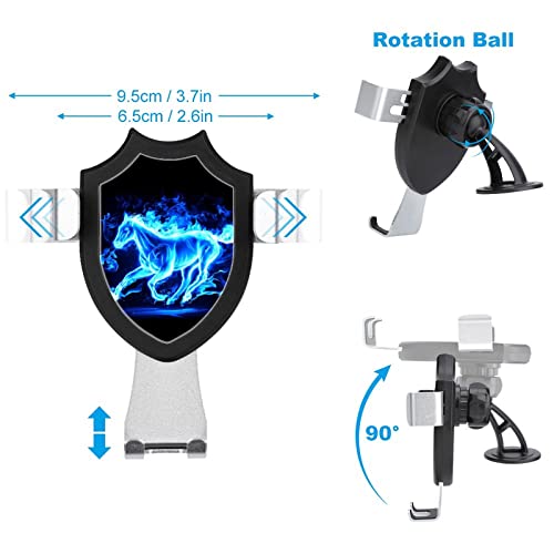 Blue Fire Flaming Horse Car Phone Holder Long Arm Suction Cup Phone Stand Universal Car Mount for Smartphones
