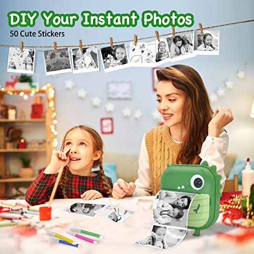 Instant Print Camera for Kids, Zero Ink Kids Camera with Print Paper,Selfie Video Digital Camera with HD 1080P 2.4 Inch Color Screen,3-14 Years Old Children Toy Learning Camera for Birthday, Christmas