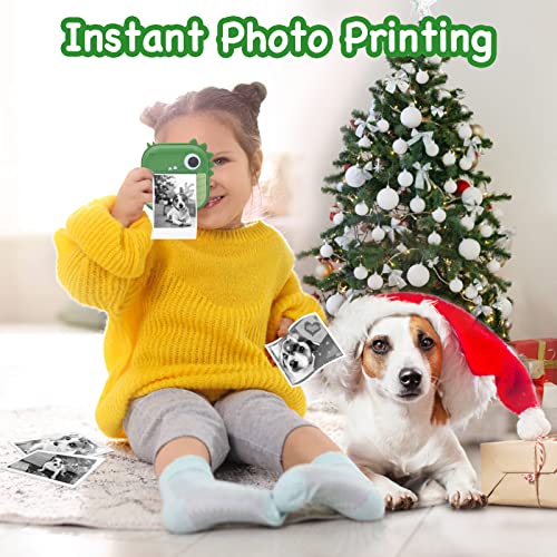 Instant Print Camera for Kids, Zero Ink Kids Camera with Print Paper,Selfie Video Digital Camera with HD 1080P 2.4 Inch Color Screen,3-14 Years Old Children Toy Learning Camera for Birthday, Christmas