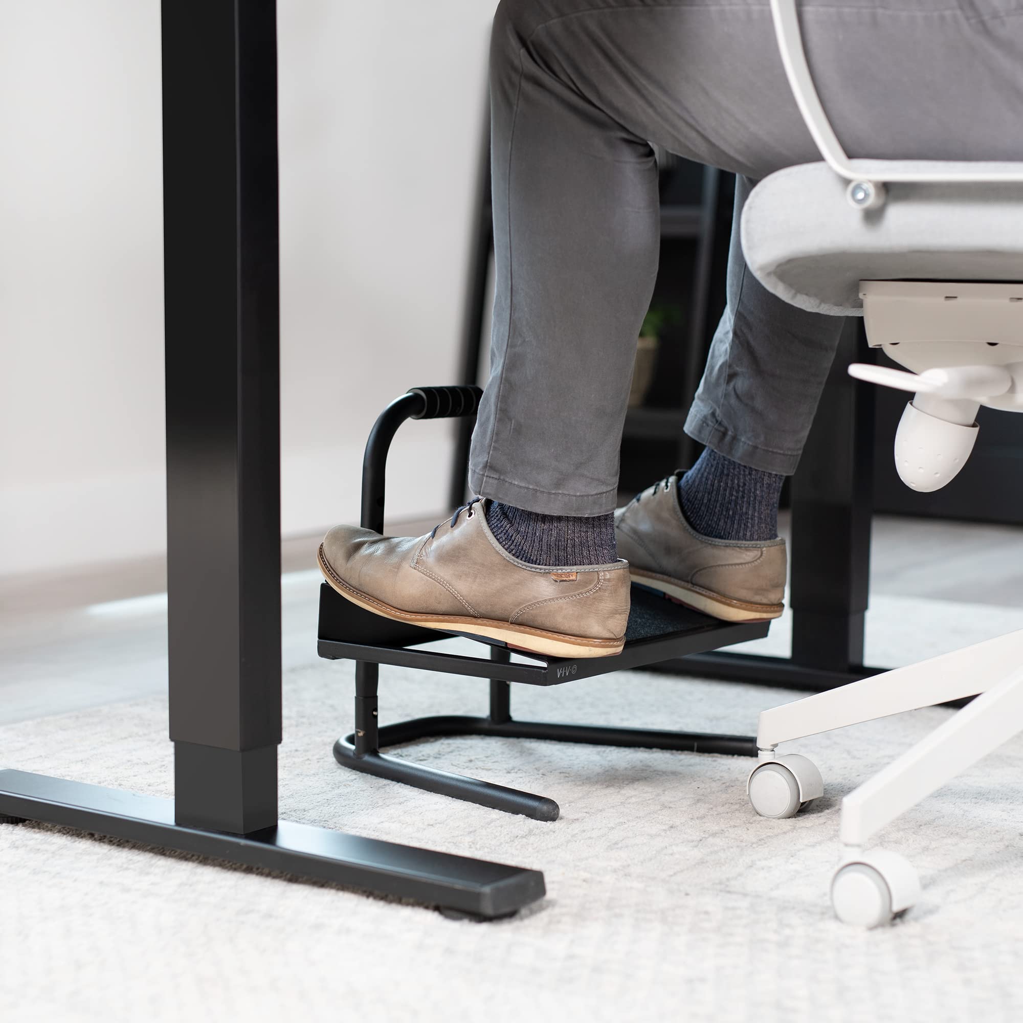 VIVO Black Ergonomic Height Adjustable Standing Foot Rest Relief Platform for Standing Desks STAND-FT01