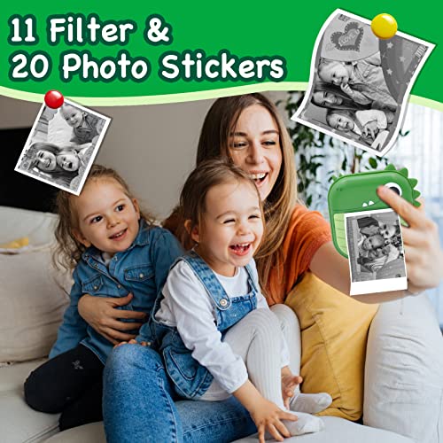 Instant Print Camera for Kids, Zero Ink Kids Camera with Print Paper,Selfie Video Digital Camera with HD 1080P 2.4 Inch Color Screen,3-14 Years Old Children Toy Learning Camera for Birthday, Christmas
