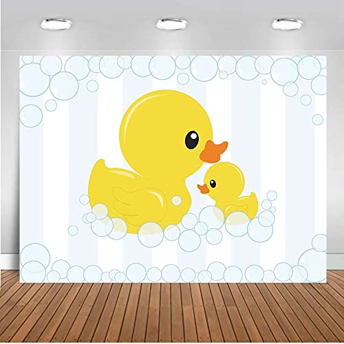 8x6ft Photography Background Cute Little Yellow Duck Theme Baby Shower Bubble Backdrop Ducky Party Event Decorations Banner Pictures Photo Booth Props W-1985