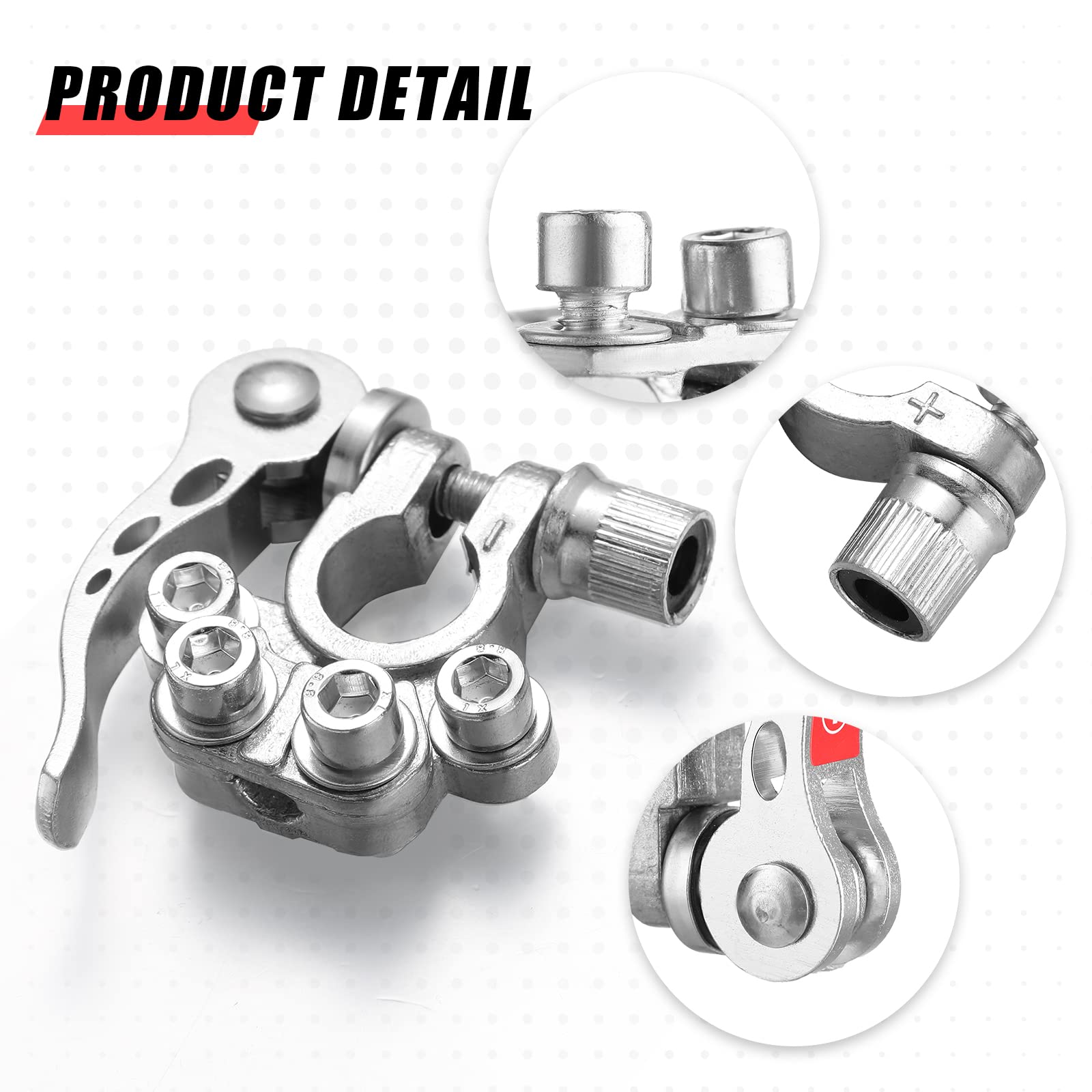 Tallew 8 Pcs Battery Terminal Connectors Quick Release Disconnect Car 4 Way Connector Clamps Positive Negative with Allen Wrench Washers Compatible with SAE/JIS Type A Posts