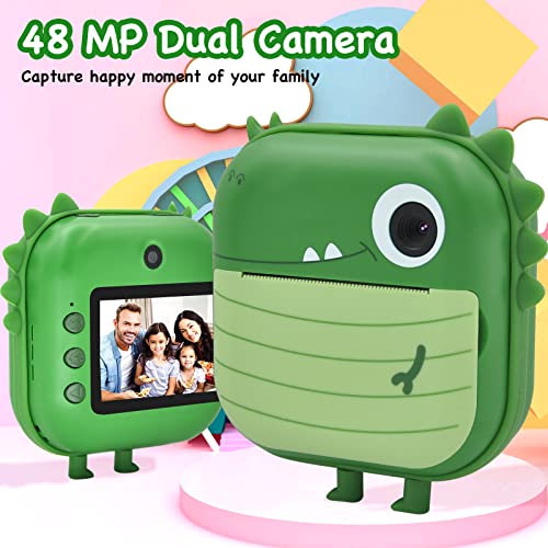 Instant Print Camera for Kids, Zero Ink Kids Camera with Print Paper,Selfie Video Digital Camera with HD 1080P 2.4 Inch Color Screen,3-14 Years Old Children Toy Learning Camera for Birthday, Christmas
