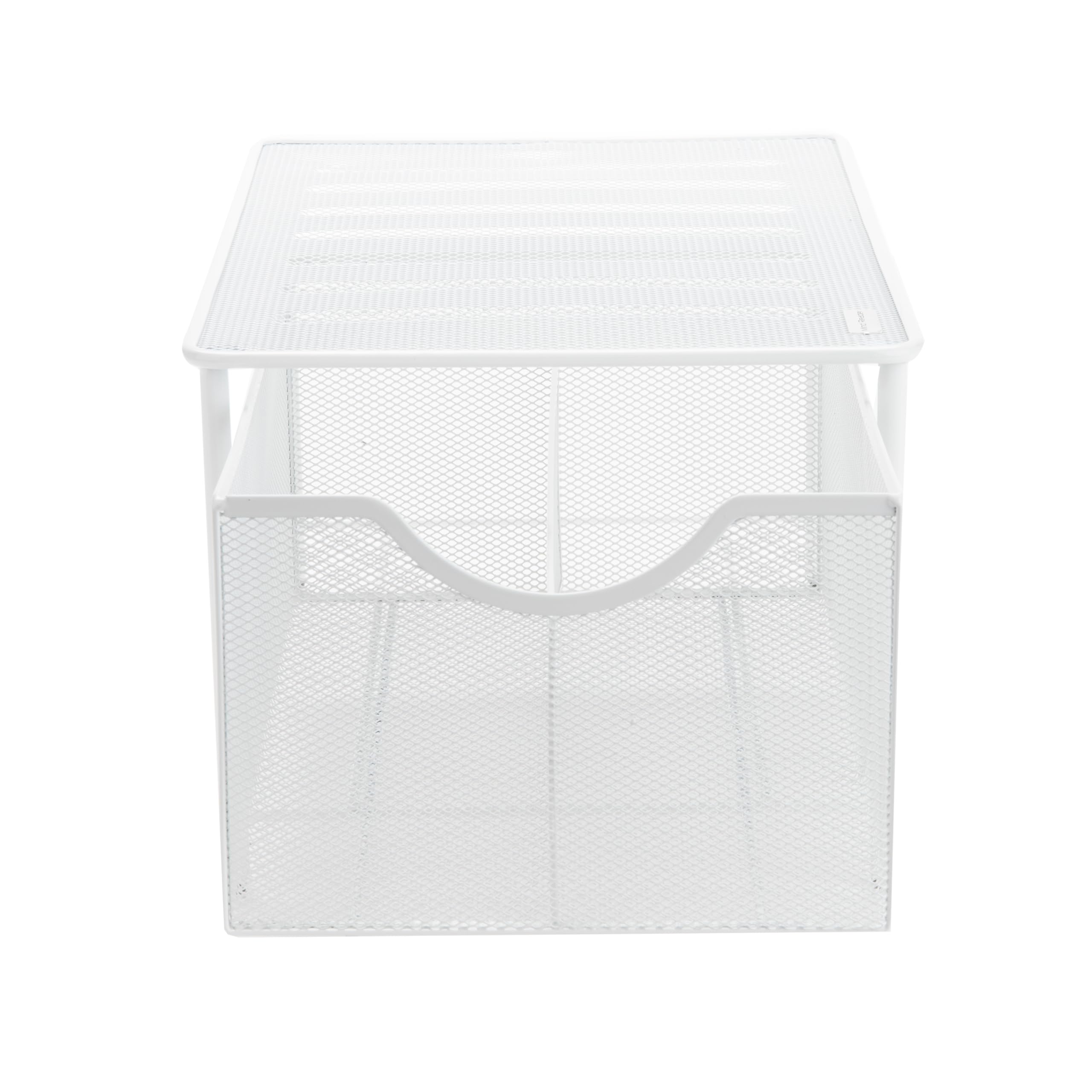 Mind Reader Organizer Storage Basket, 15.4” L x 9.4” W x 7.5” H, White