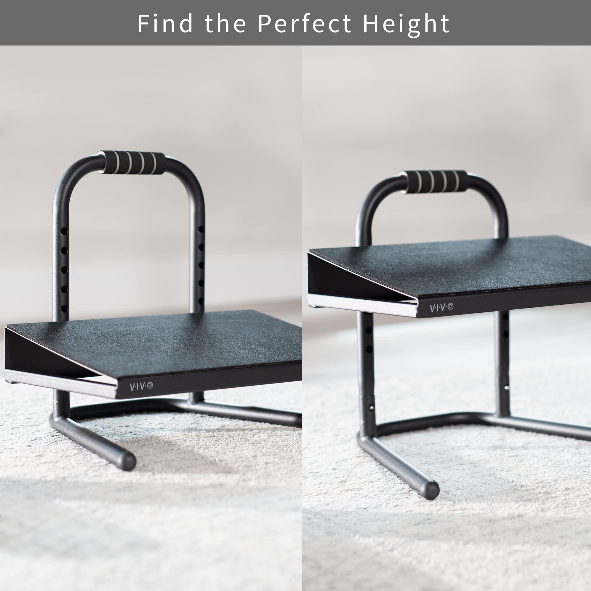 VIVO Black Ergonomic Height Adjustable Standing Foot Rest Relief Platform for Standing Desks STAND-FT01