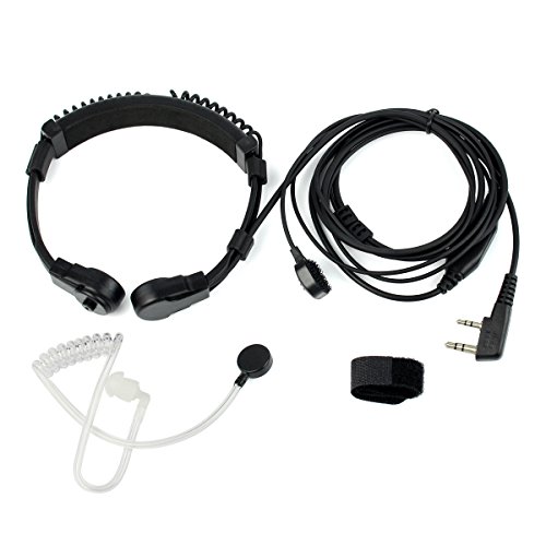 Retevis Adjustable Throat Mic Walkie Talkie Earpiece with Mic, Earpiece with Finger PTT, Compatible RT22 RT21 H-777 RT68 RT22S RT19 Walkie Talkie, Covert Tube 2 Way Radio Headset(1 Pack)