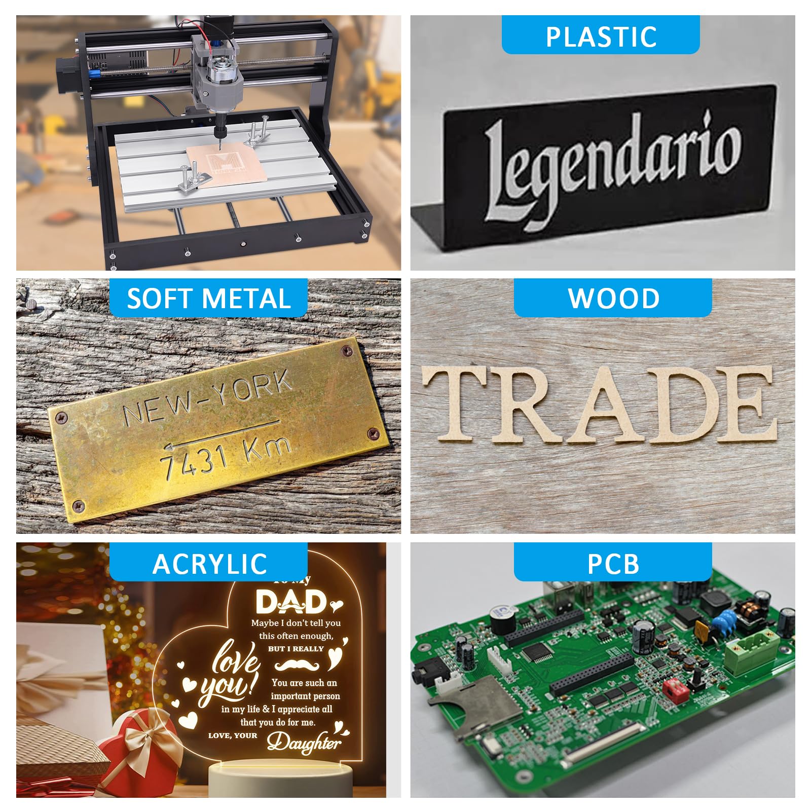 CNC Router Machine 3018 Pro, mcwdoit Simple Assembly Version, Desktop Wood Acrylic Plastic PCB MDF Engraving, 3 Axis with Offline Controller, Mill Bits, Working Area 11.8 * 7.1 * 1.8″