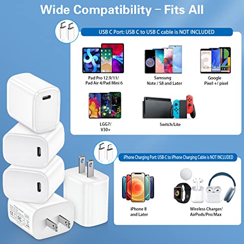 USB C Wall Charger, 20W PD Power Adapter Charging Block, iSeekerKit 5 Pack Fast C Charger Compatible with iPhone14 13 12 11 Pro/Pro Max SE/X/XS, Pad Pro, Galaxy S20 S10 S9 A01 A11,Pixel 5 4a 3a Black