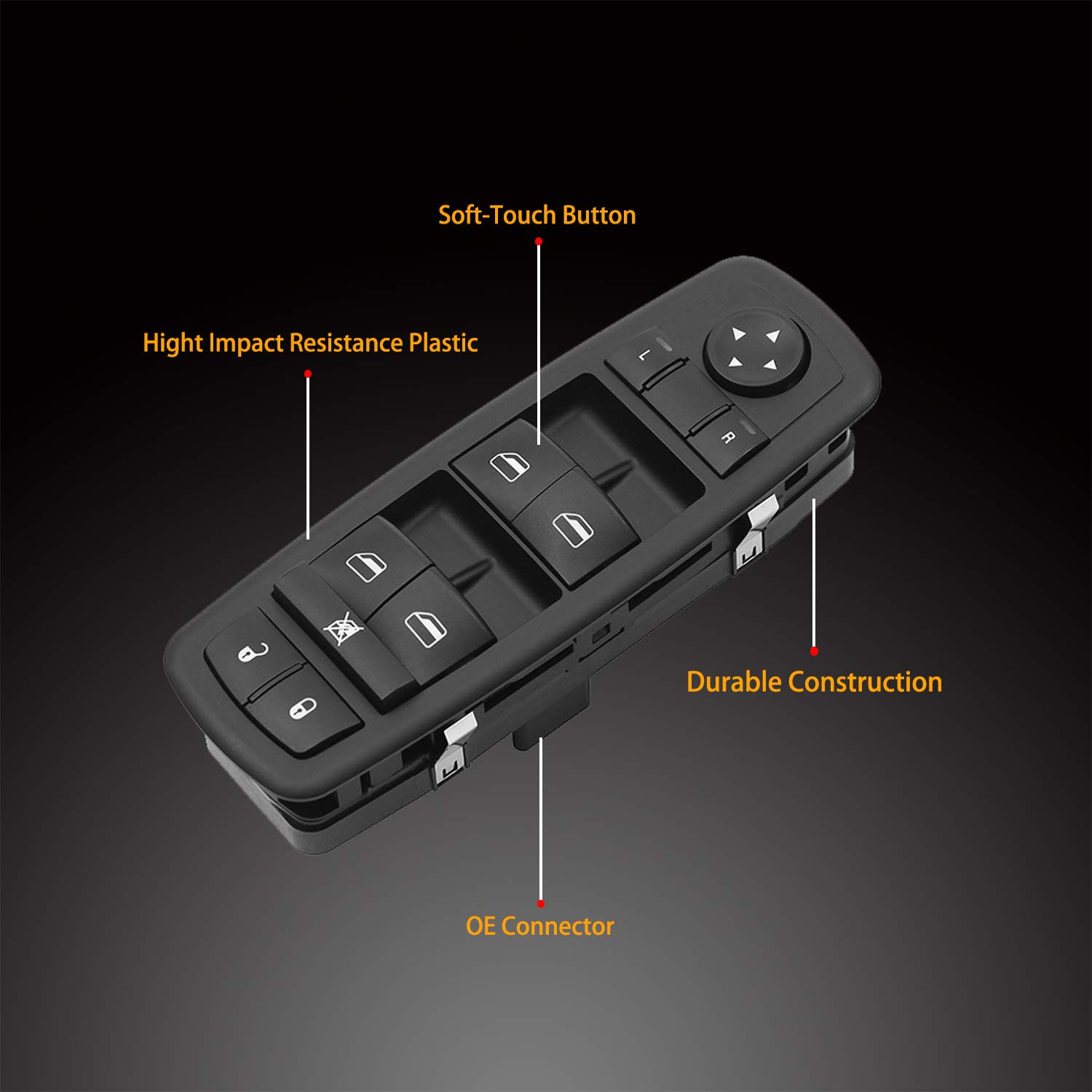 Master Power Window Switch Front Left Driver Side | 3 PINS + 0 PIN | Replacement for 2008-2009 Chrysler Town & Country Dodge Grand Caravan | Replaces# 4602535AG, 4602535AF, 4602535AC, 901-401R