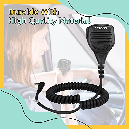 Retevis RT3S Walkie Talkie Mic with 3.5mm Audio Jack, IP54 Waterproof Shoulder Mic Compatible with RT22 RT68 RT5R RT86 RT85 RB17V RB87 RT27 RB85 RT81 RT1 Baofeng BF-F8HP UV5R Two Way Radio (1 Pack)