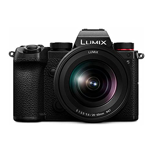 Panasonic LUMIX S5 4K Mirrorless Full-Frame L-Mount Camera with LUMIX S 20-60mm f/3.5-5.6 Lens, Sling Camera Bag, Lithium-Ion Battery Pack, 64GB SD Cards, Cleaning Wipes and Cable Bundle (7 Items)