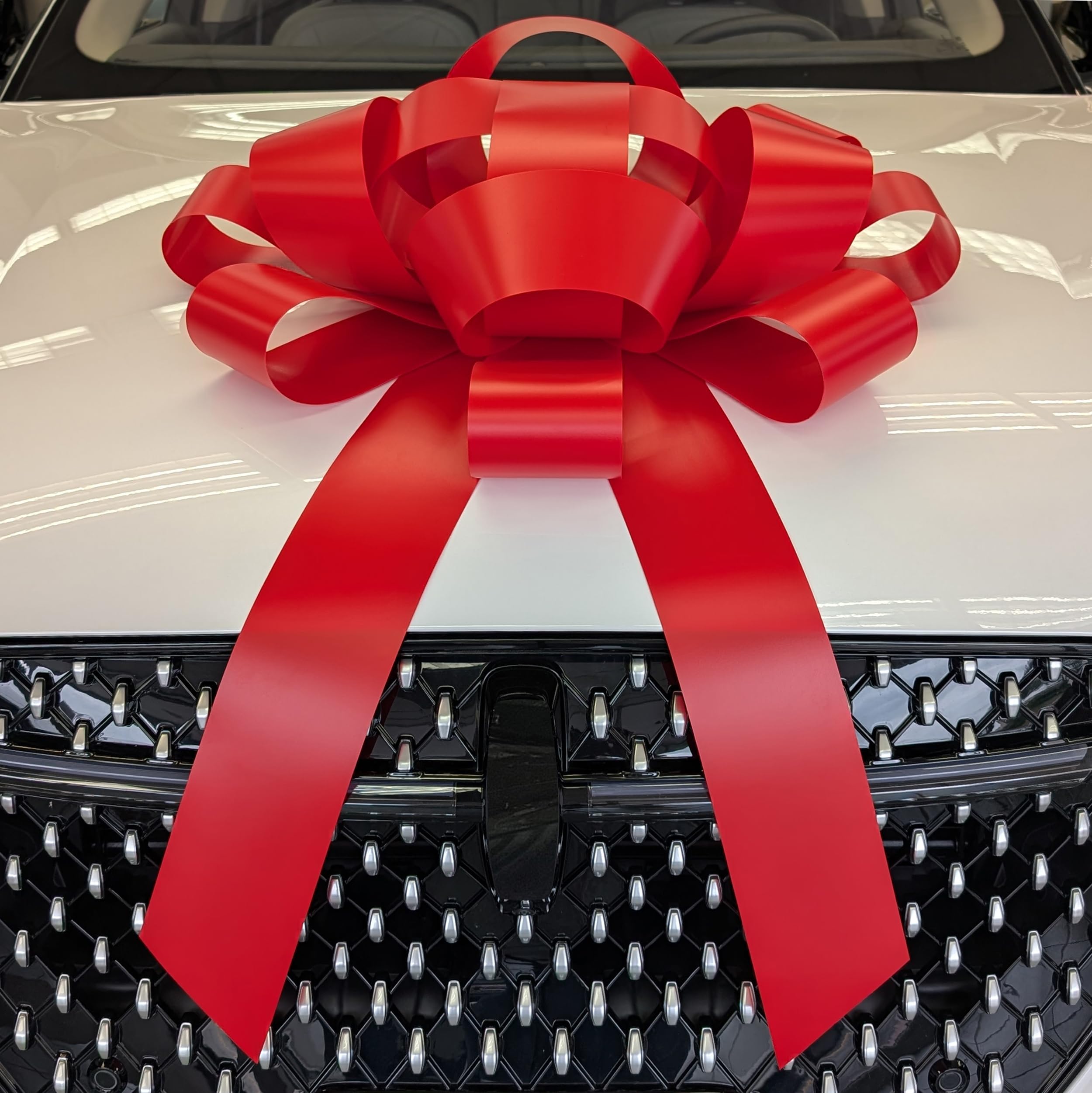 CarBowz Big Red Car Bow, Giant Bow, Non Scratch Magnet, Weather Resistant Vinyl, Fully Assembled