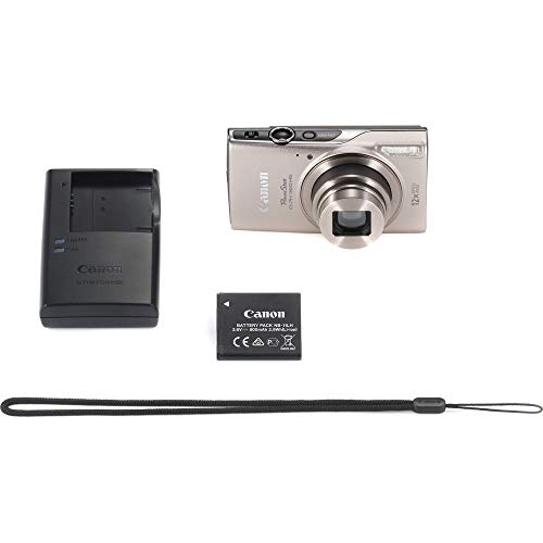 Canon Power-Shot ELPH 360 HS Digital Camera (Silver) (1078C001) + 64GB Memory Card + NB11L Battery + Case + Charger + Card Reader + Corel Photo Software + Flex Tripod + More (14 Items) (Renewed)
