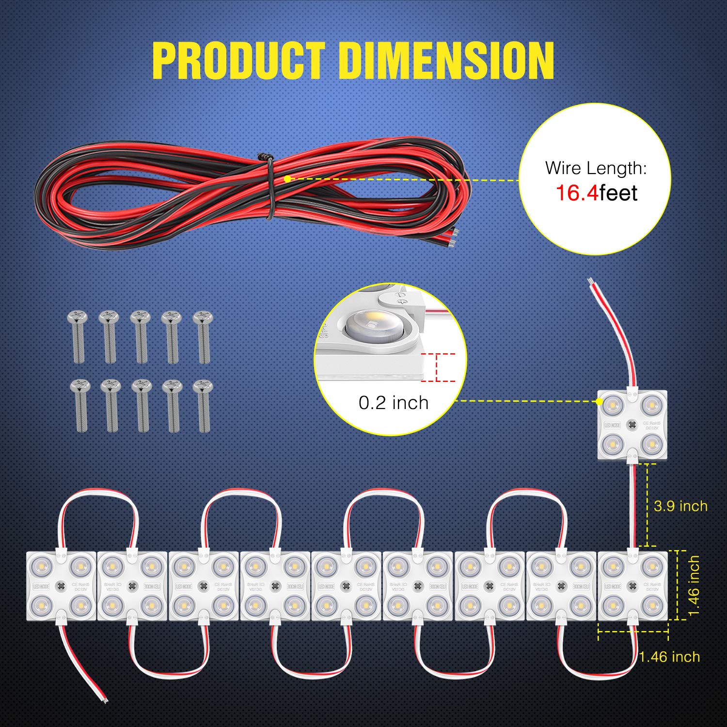 Nilight 40Leds Van Interior Light Kits 12V White Led Ceiling Lighting Kits for Truck Van RV Boats Caravans Trailers Lorries Ducato Transit (10 Modules)