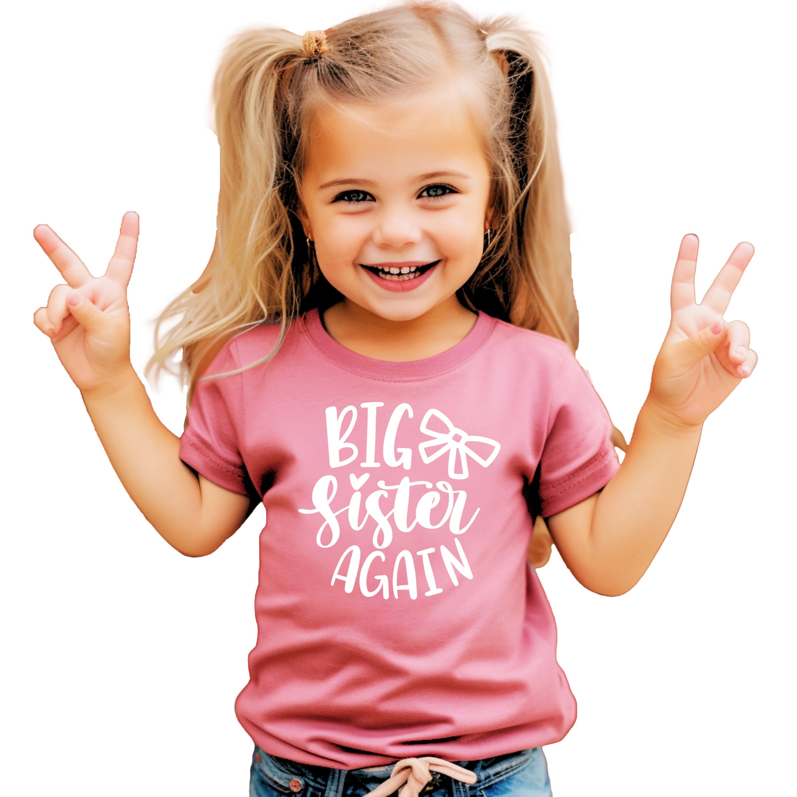 Olive Loves Apple Bow Big Sister Again Sibling Announcement Shirts for Baby and Toddler Girls Sibling Outfits Mauve Shirt
