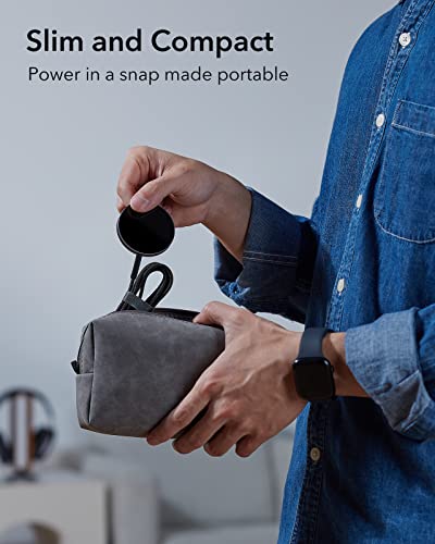 ESR Magnetic Travel Wireless Charging Pad, Portable Charger, Compatible with MagSafe Charger for iPhone 14/14 Plus/14 Pro/14 Pro Max/13/12 Series, Strong Magnetic Lock, Reinforced Braided Nylon Cable