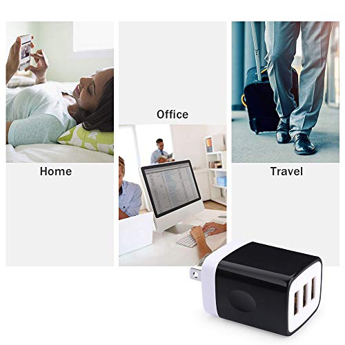 USB Plug Adapter, GiGreen 3-Multi Port USB Wall Charger Fast Charging Block Charger Box Compatible iPhone 14 13 Pro Max 12 SE 11 8 XS,Samsung Galaxy A23 5G S22 S21 FE A13 5G S10e S9 A52,Note21,Pixel 7